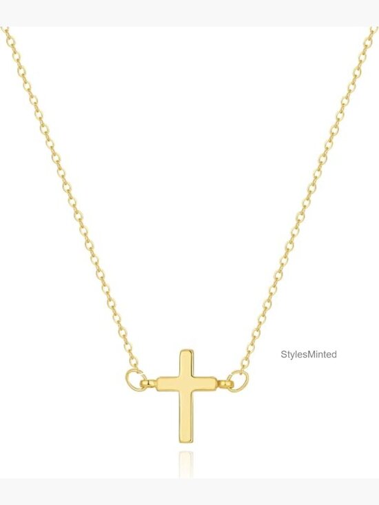 Jewelry | Dainty Sideways Cross Necklace Set 14k Gold Silver Plated ...